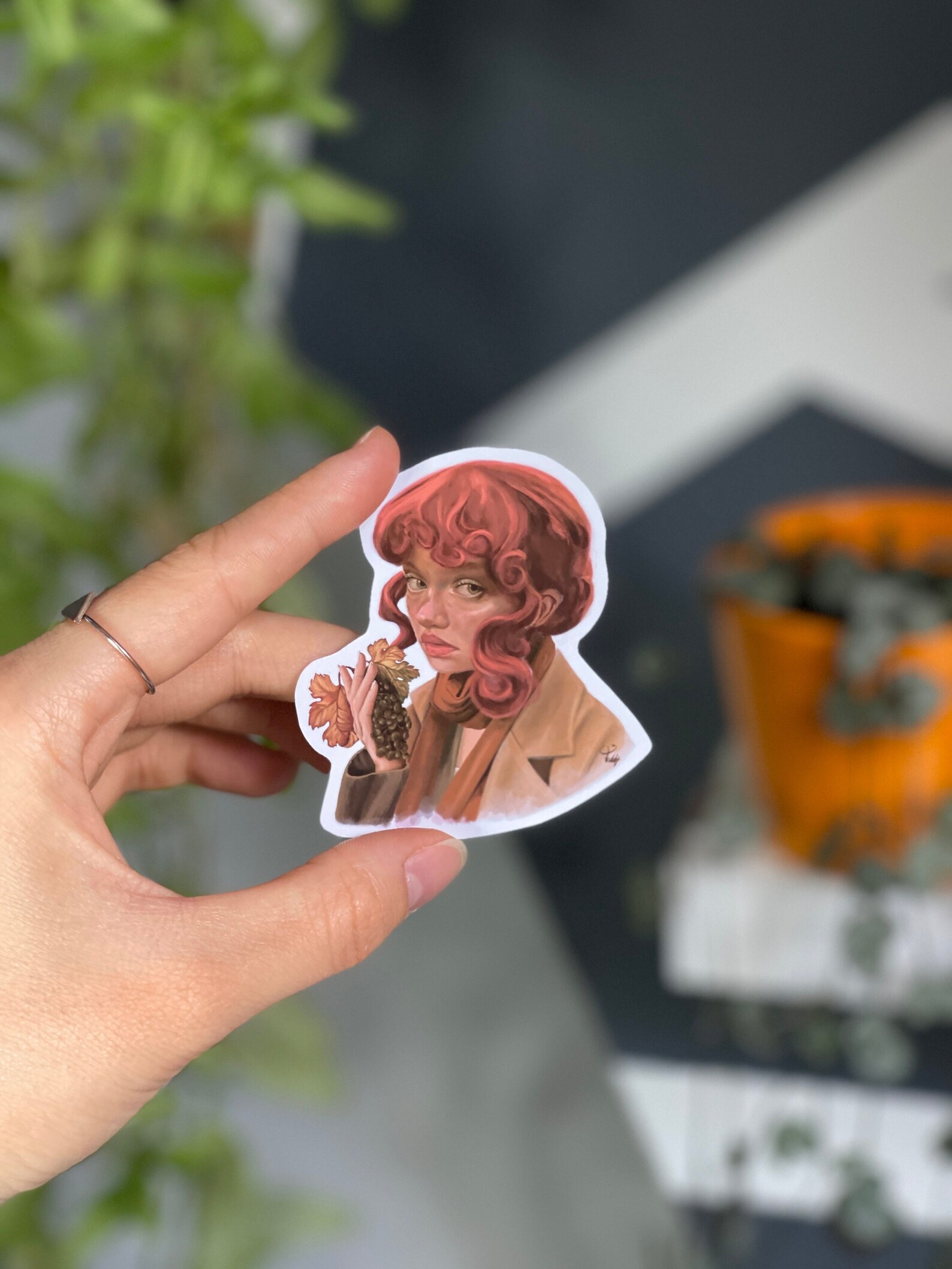 Glossy Sticker, Digital Portrait Drawing Sticker, Journaling Stationery ...