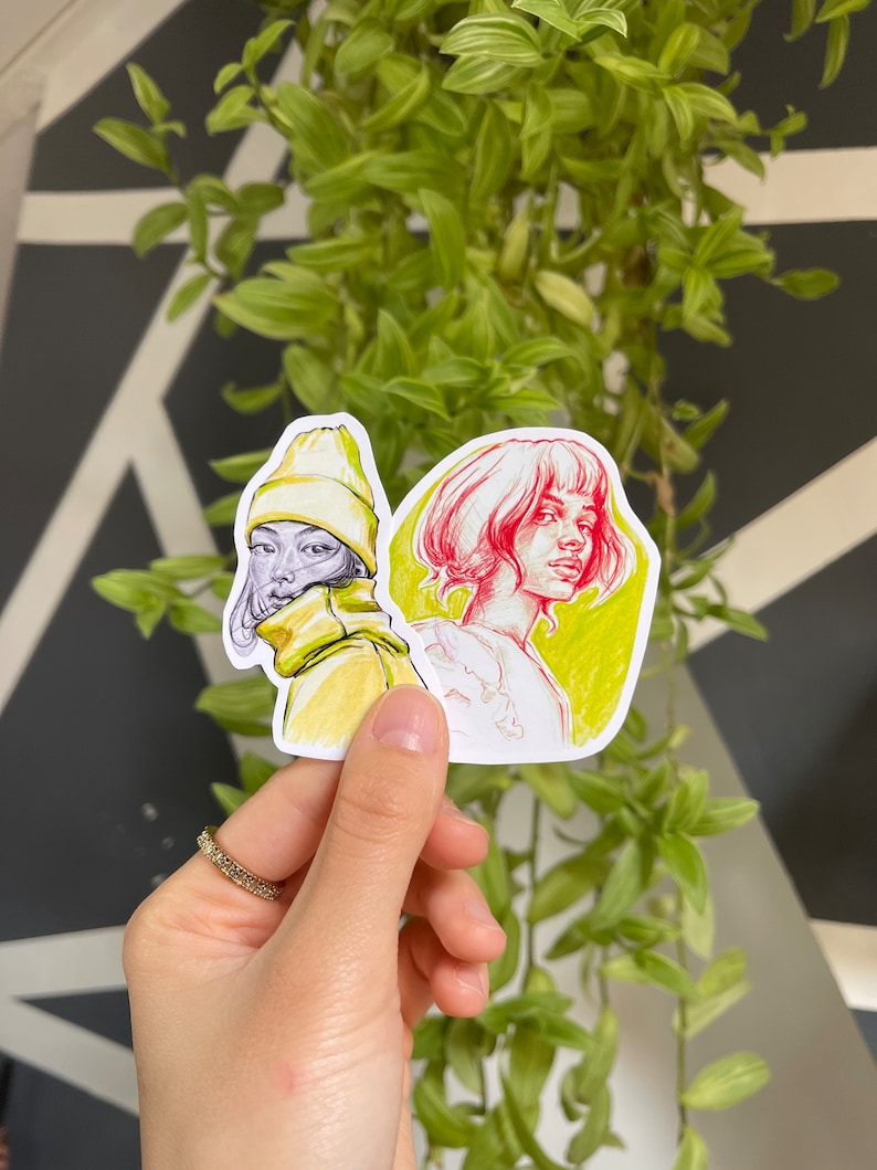 Glossy Sticker Set Portrait Drawing Sticker Set Portrait - Etsy
