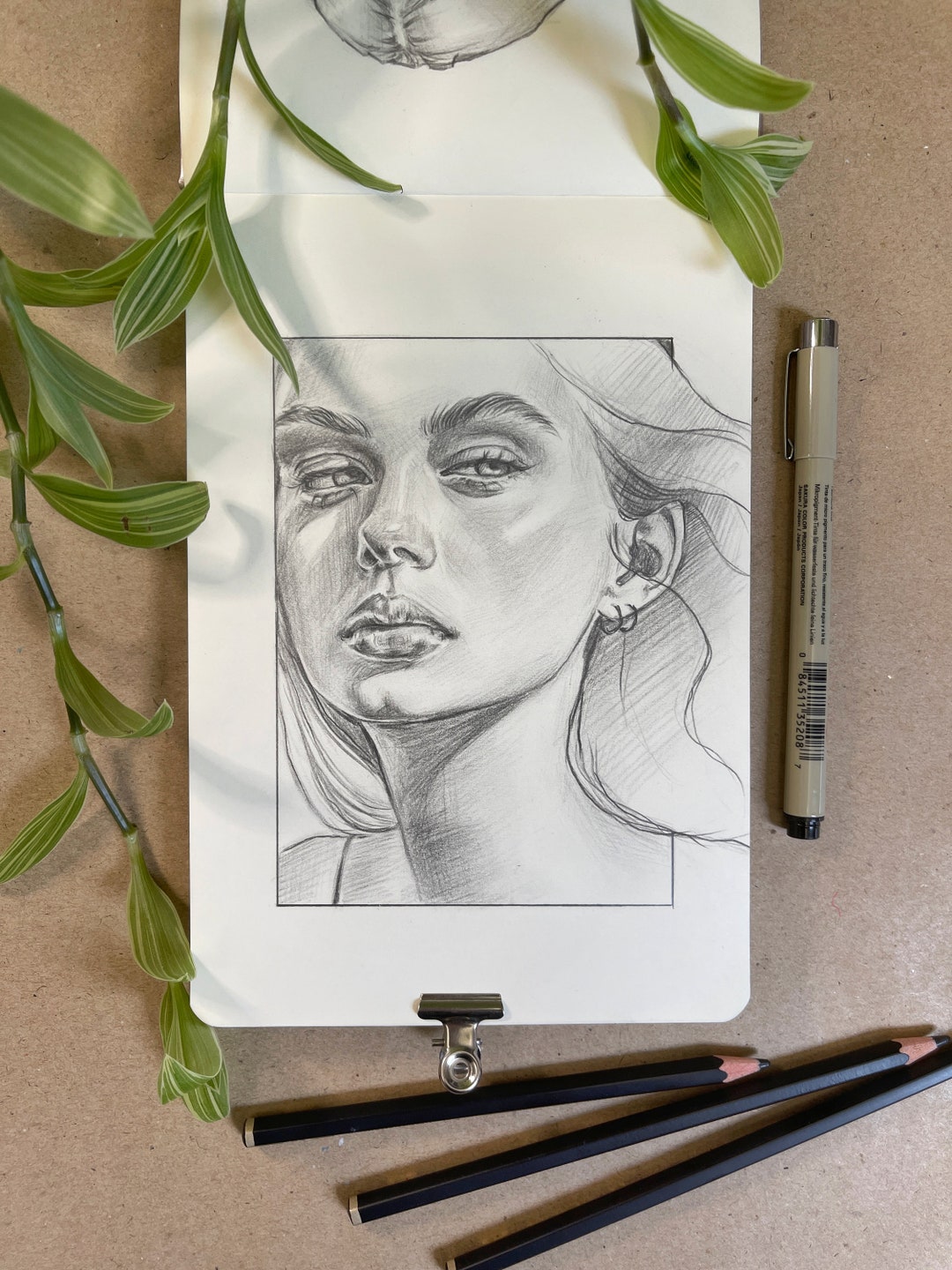 Custom A5 Portrait Sketch From Photo, Realistic Charcoal/pencil ...