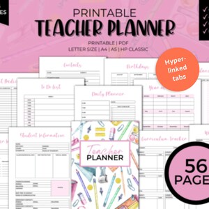 Digital Teacher's Planner Lesson Plan Calendar Weekly Teacher Planner ...