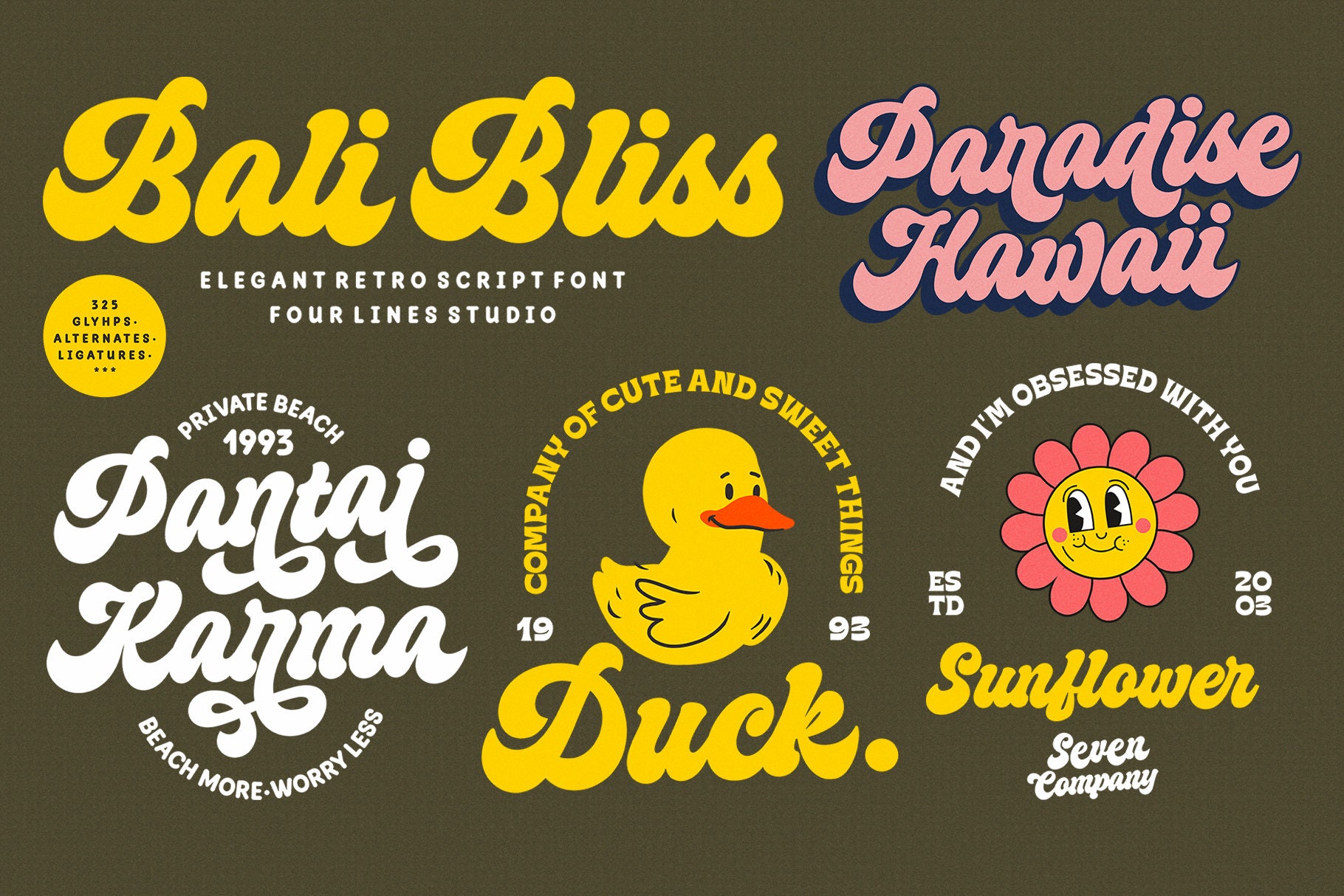 Font Bundle Script Handwritten Font, Retro Font, Groovy Font, Modern ...