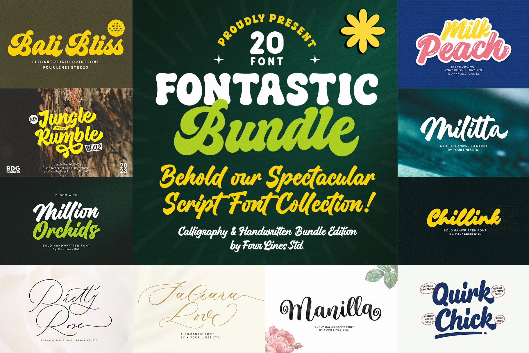 Font Bundle Script - Handwritten Font, Retro Font, Groovy Font, Modern ...