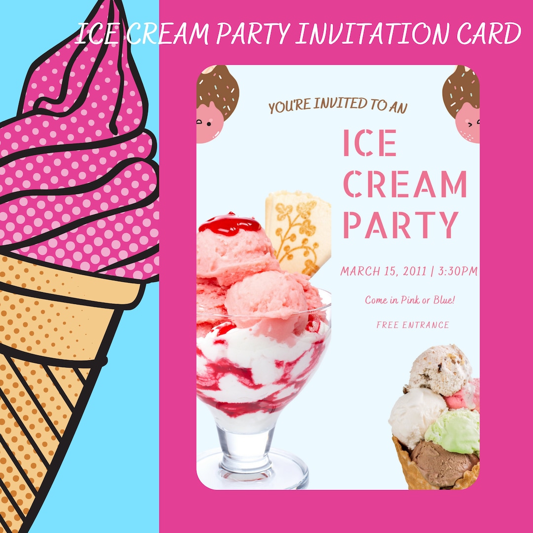 Ice Cream Birthday Invitation| Ice Cream Party| Instant Download ...