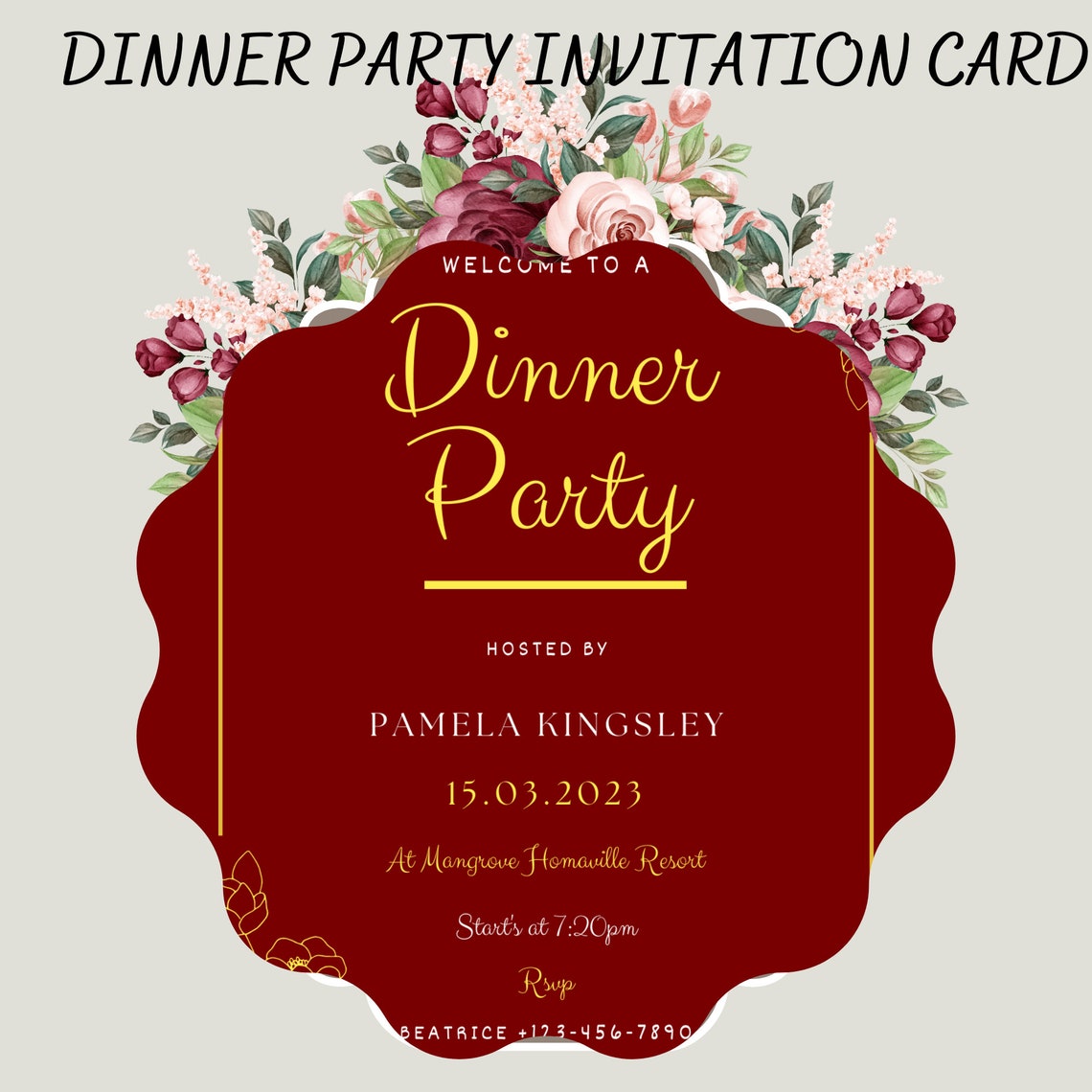 Classic Printable Dinner Party Invitation| Dinner Party Printable ...