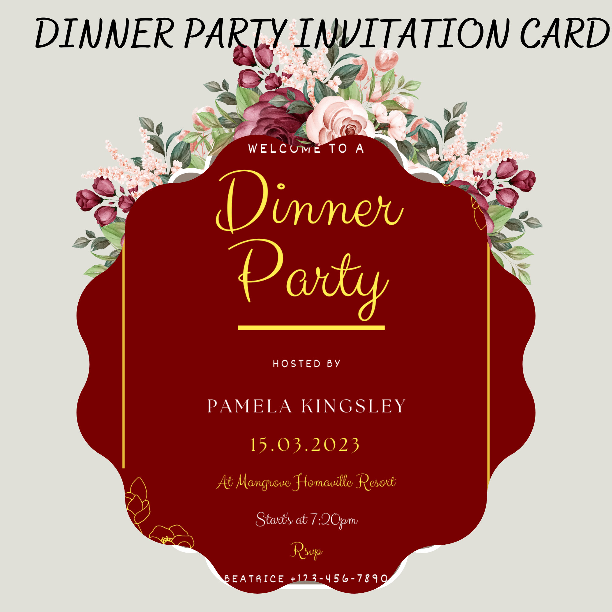 Classic Printable Dinner Party Invitation| Dinner Party Printable ...