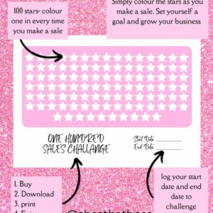 100 Sales Challenge Stars, Printable 100 Challenge. Colour in Tracker ...