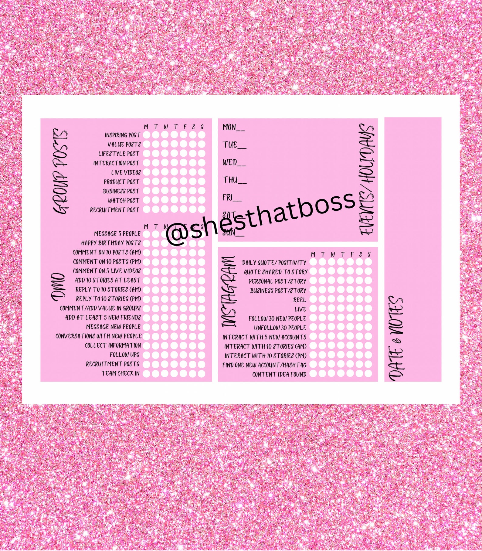 DMO TRACKER, Printable Planner. Printable Tracker, Business Builder ...