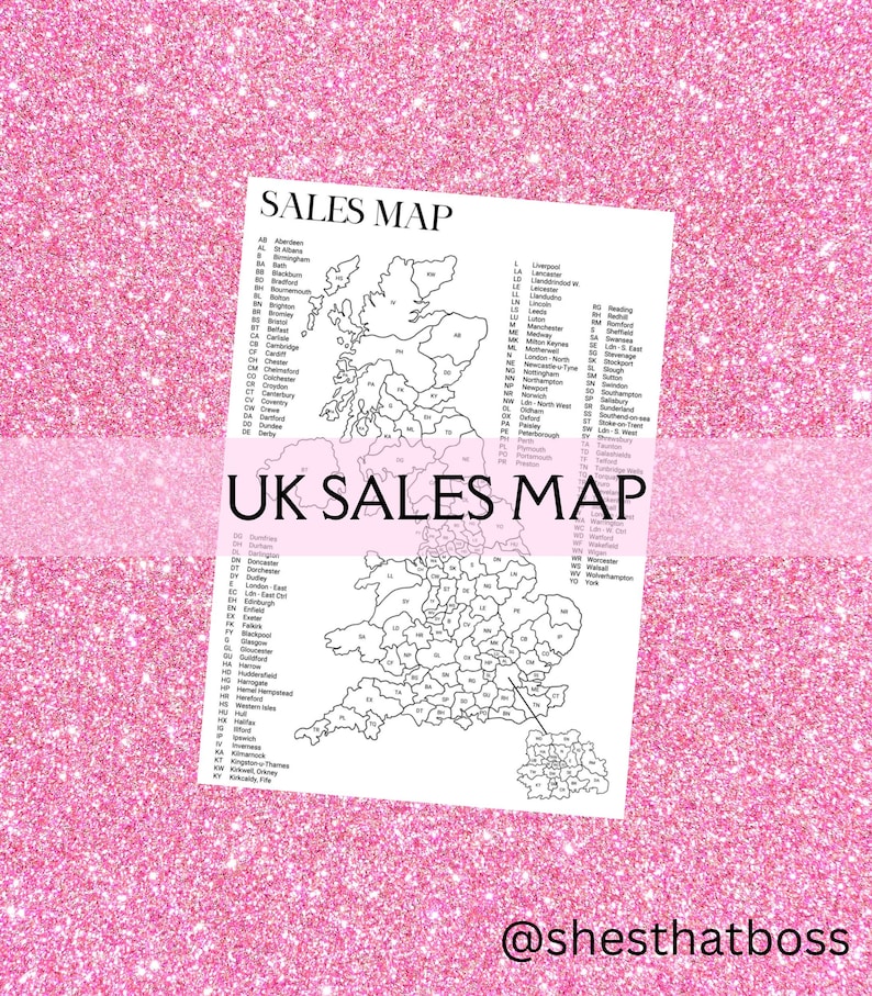 UK Sales Map, Printable Sales Map. Colour in Map, Business Postcode ...