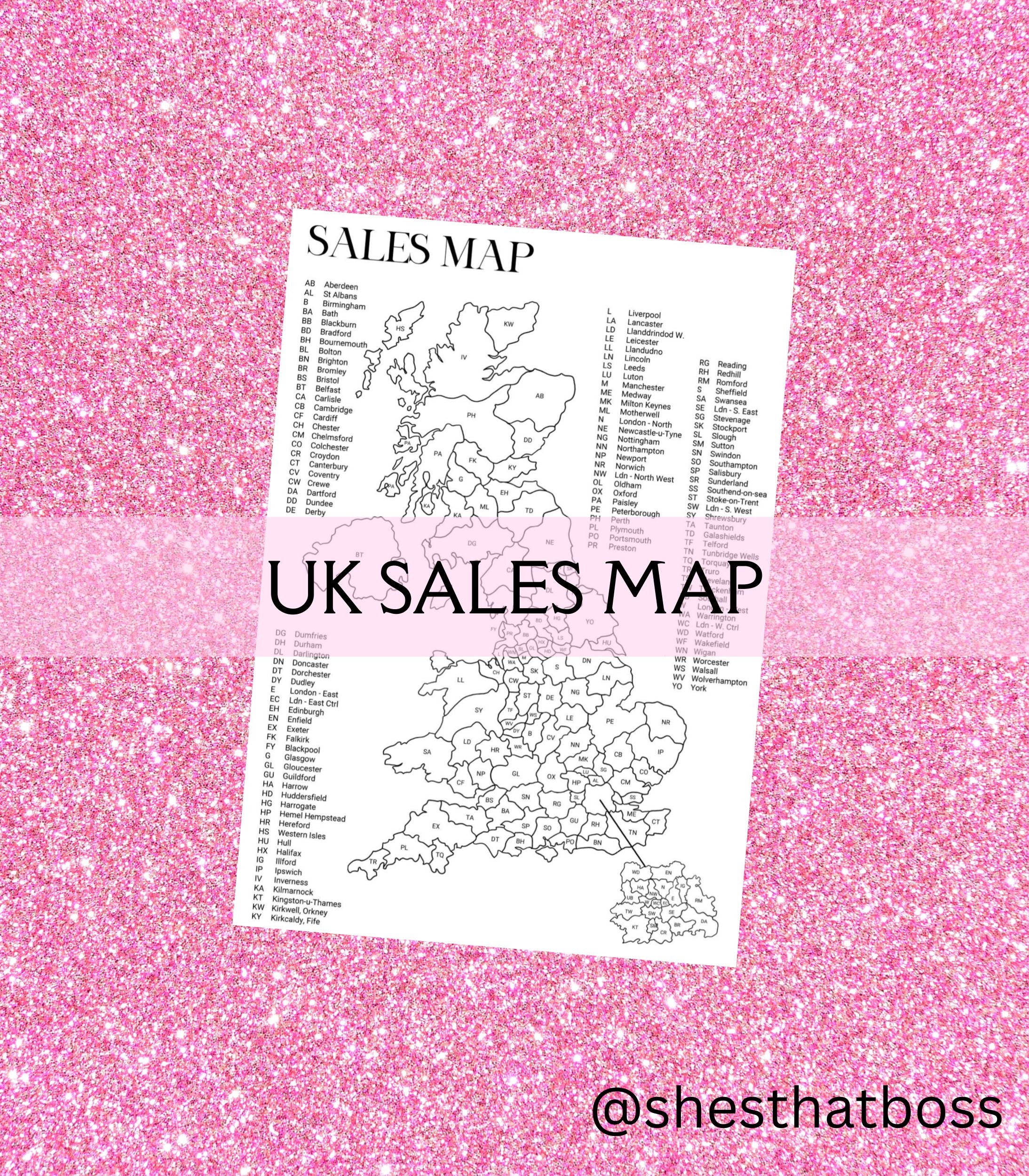 UK Sales Map, Printable Sales Map. Colour in Map, Business Postcode ...