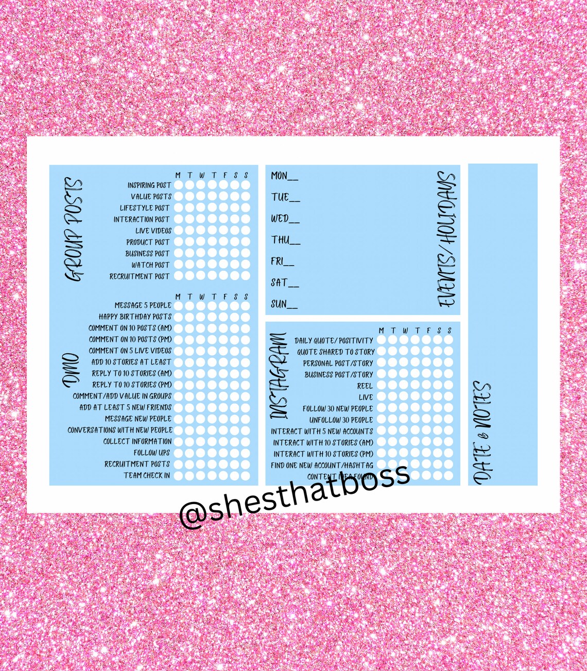 DMO TRACKER, Printable Planner. Printable Tracker, Business Builder ...