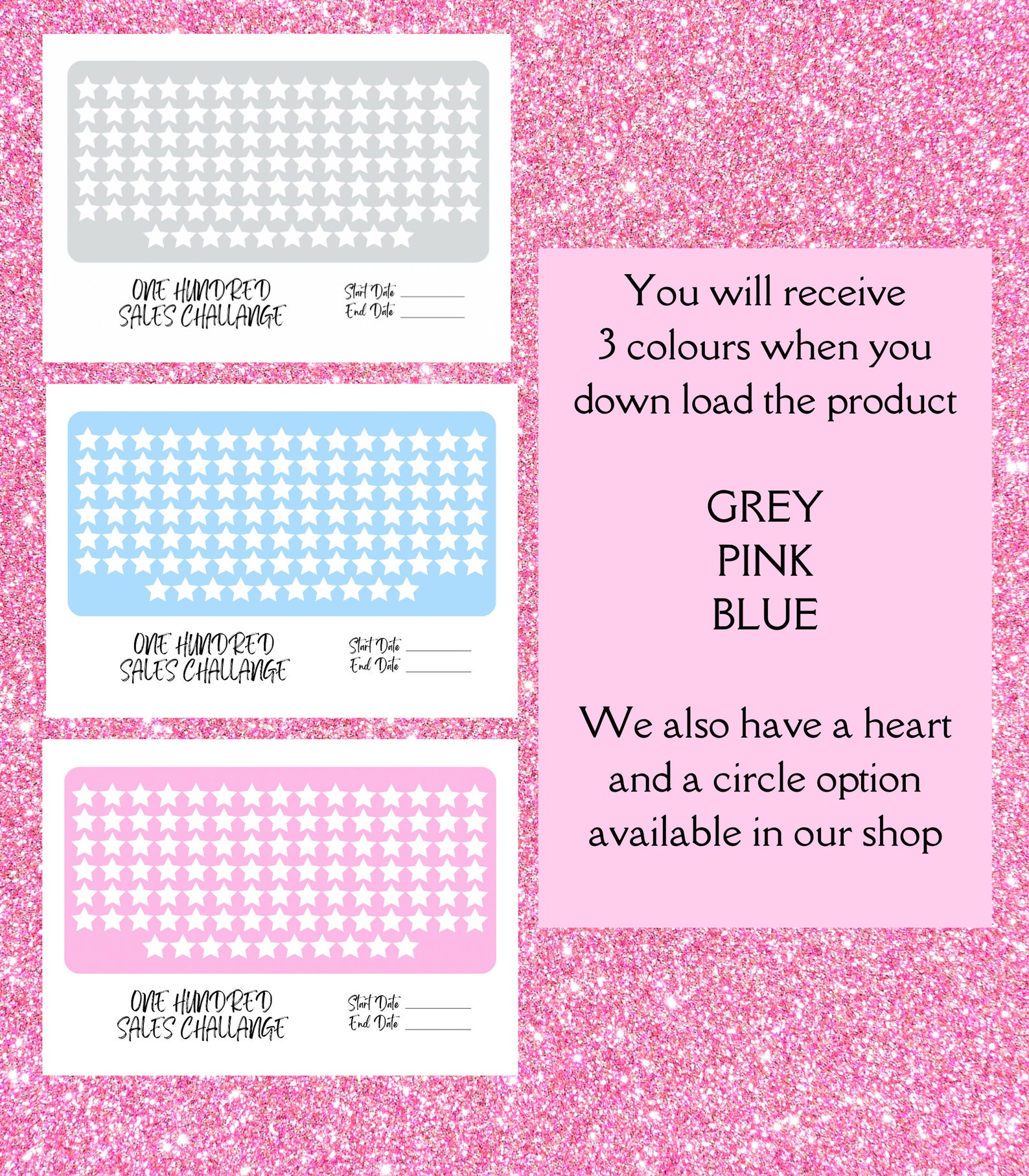 100 Sales Challenge Stars, Printable 100 Challenge. Colour in Tracker ...
