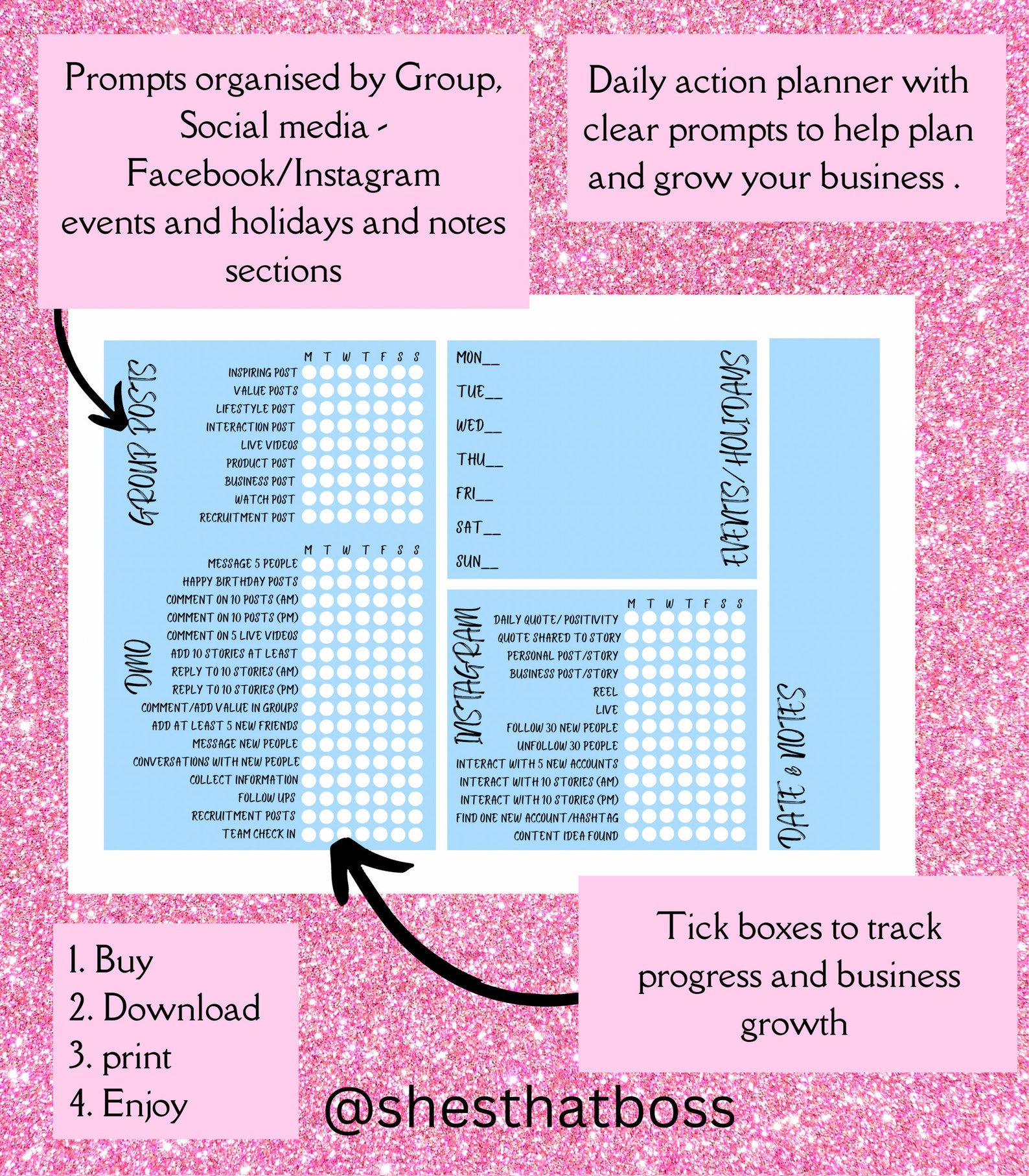 DMO TRACKER, Printable Planner. Printable Tracker, Business Builder ...