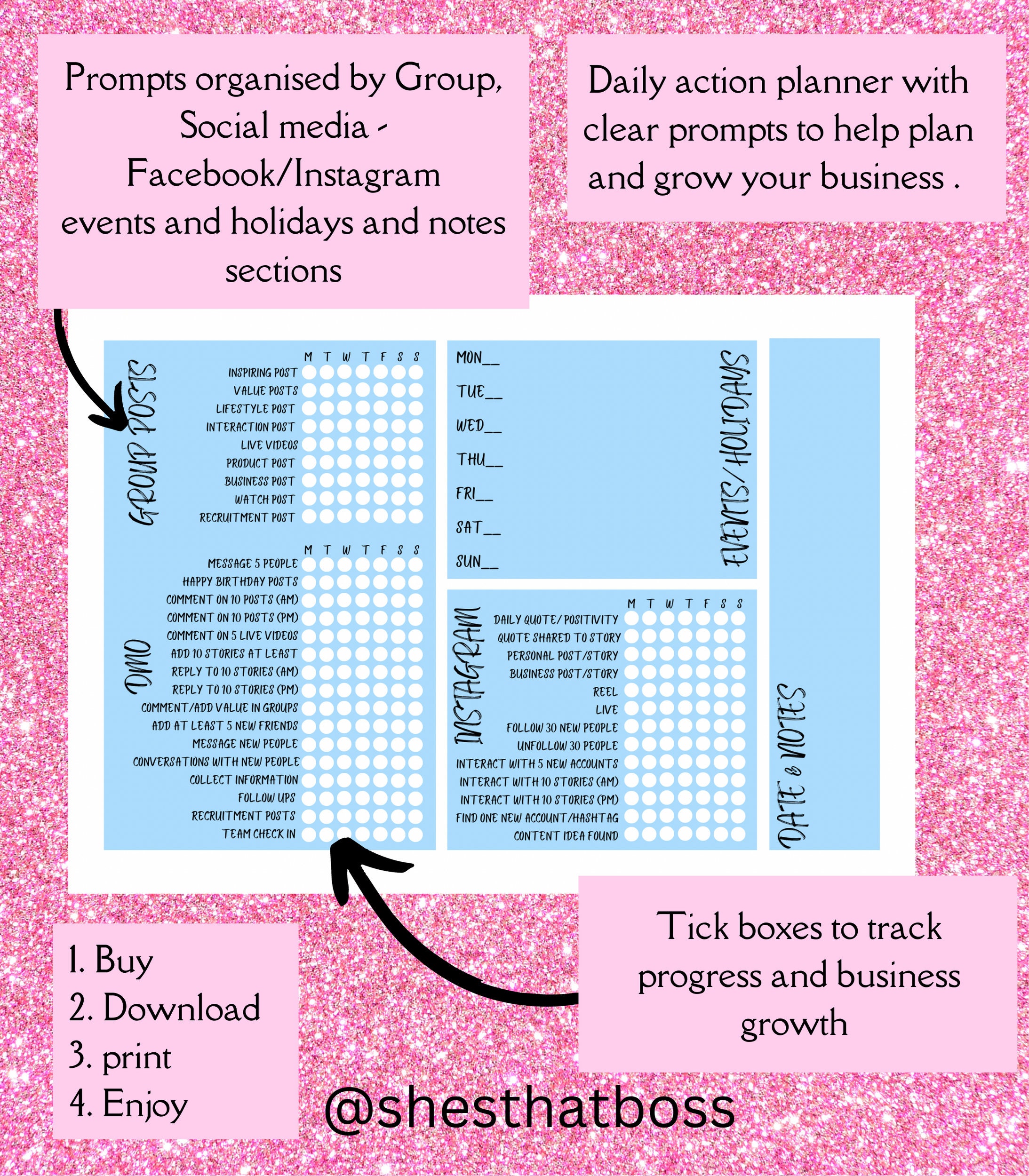DMO TRACKER, Printable Planner. Printable Tracker, Business Builder ...