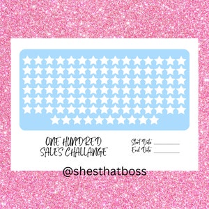 100 Sales Challenge Stars, Printable 100 Challenge. Colour in Tracker ...