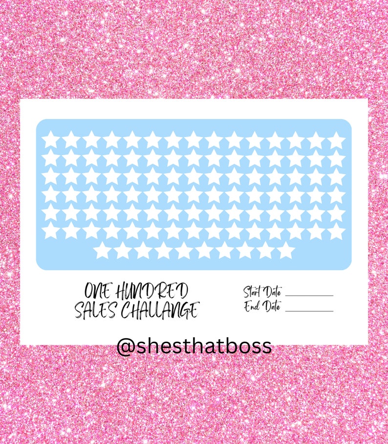 100 Sales Challenge Stars, Printable 100 Challenge. Colour in Tracker ...