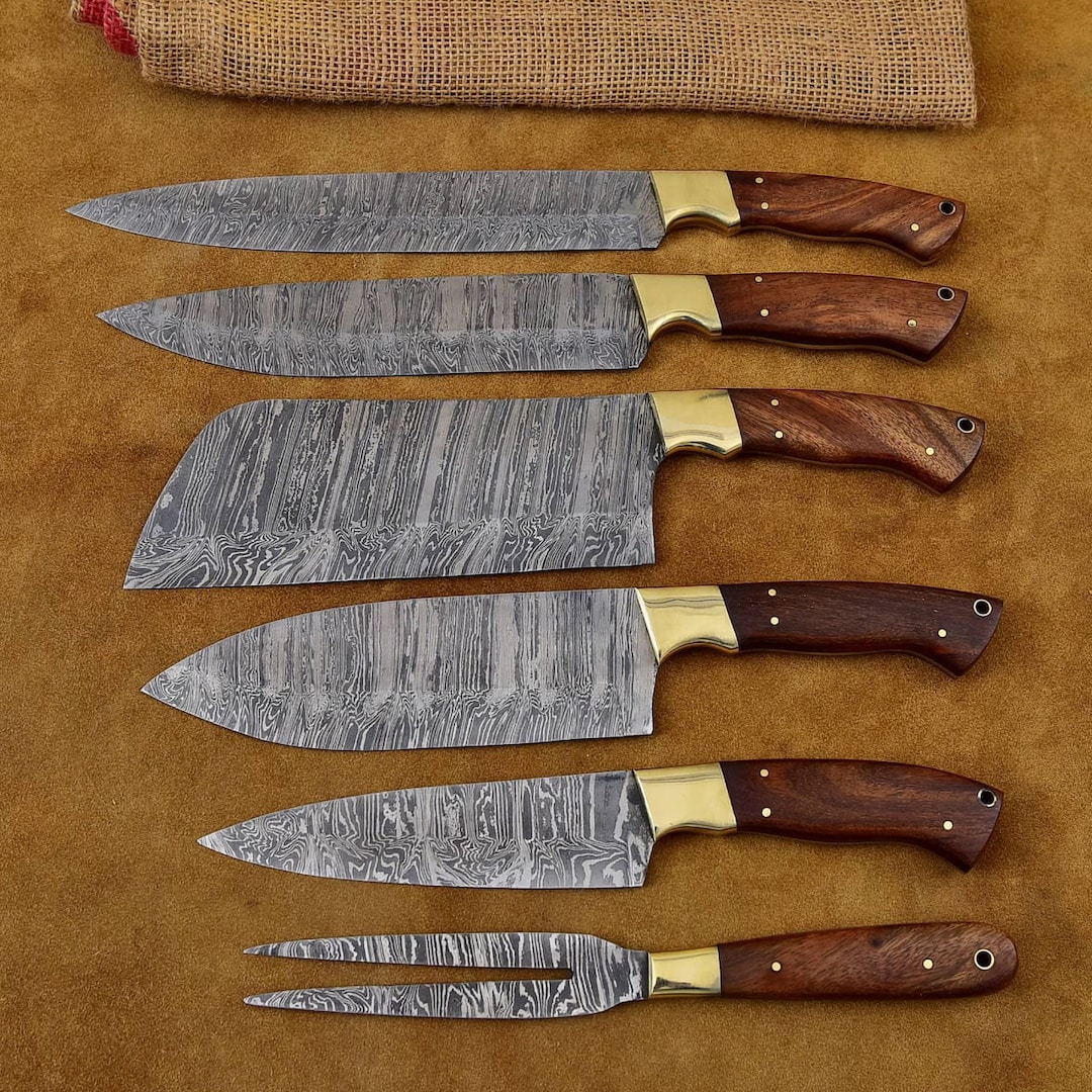 Custom Handmade Chef Knife Set of 6pc - Damascus Steel Chef Knife - Etsy