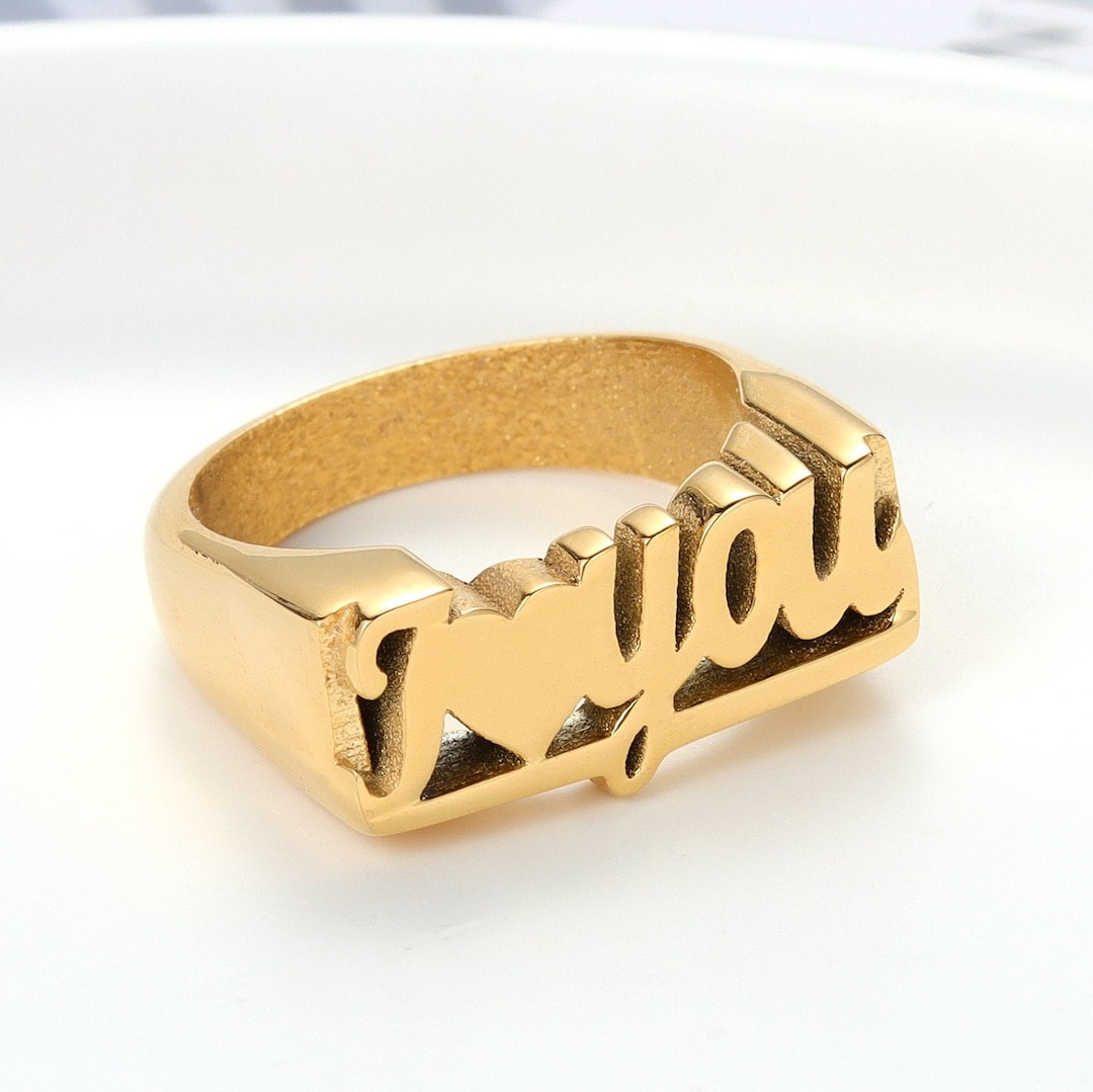 Personalized Name Ring Cursive Font Name Ring Custom Name - Etsy
