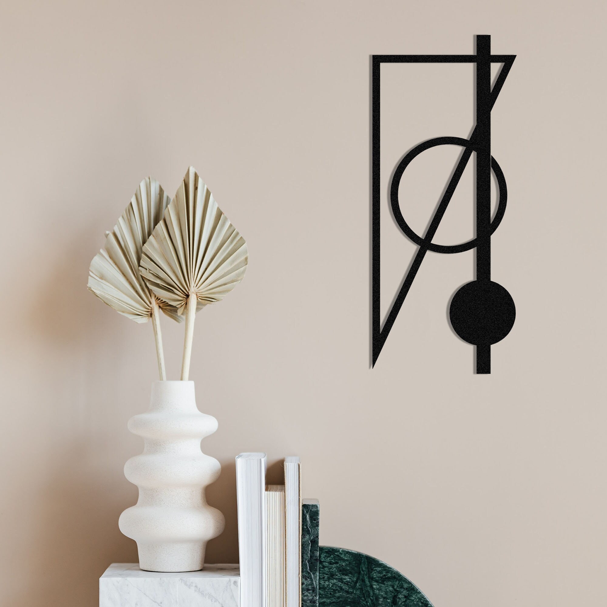 Geometric Shapes Metal Wall Art, Black Minimalist Wall Decor, Black ...