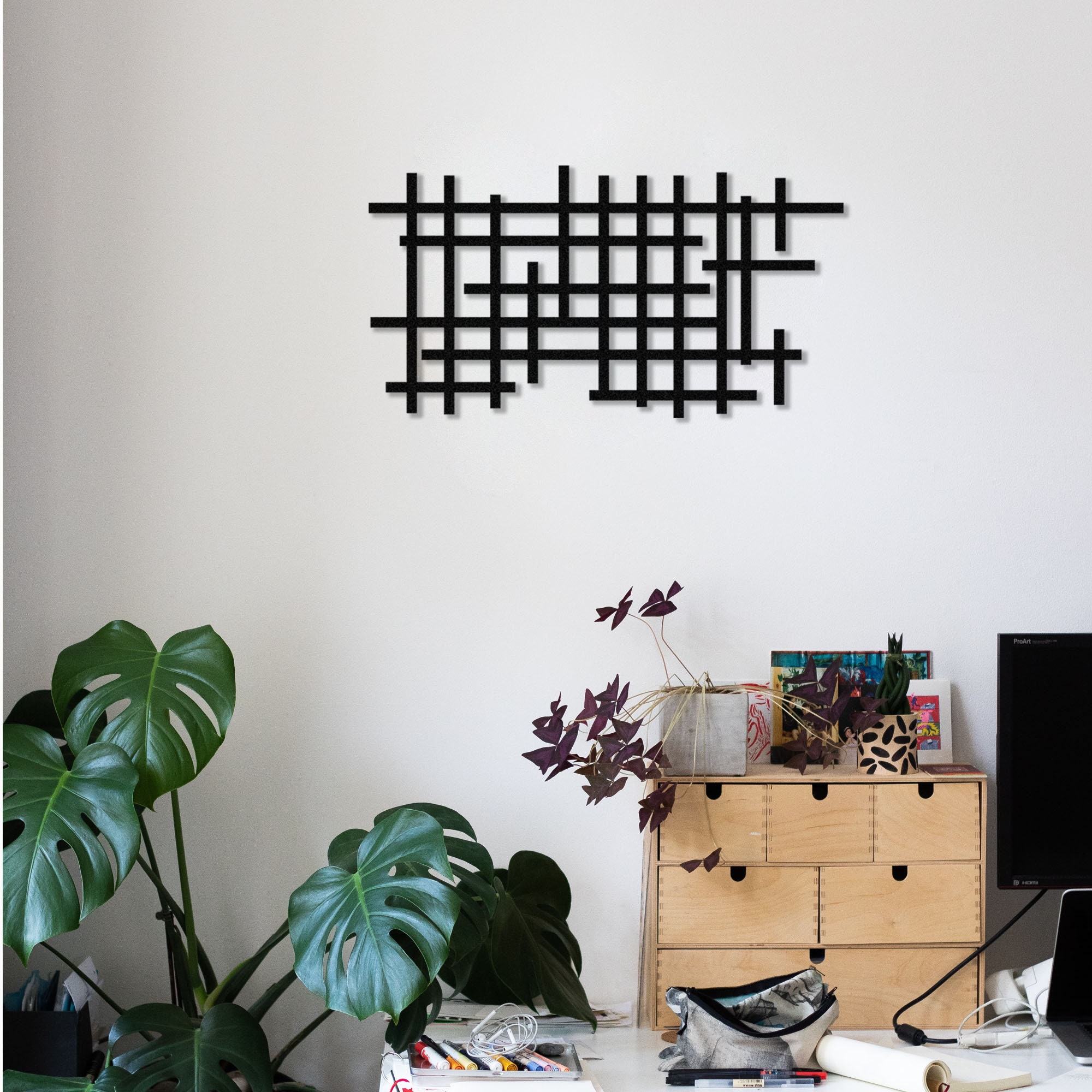 Modern Lines Metal Wall Decoration, Minimalist Metal Home Decoration ...