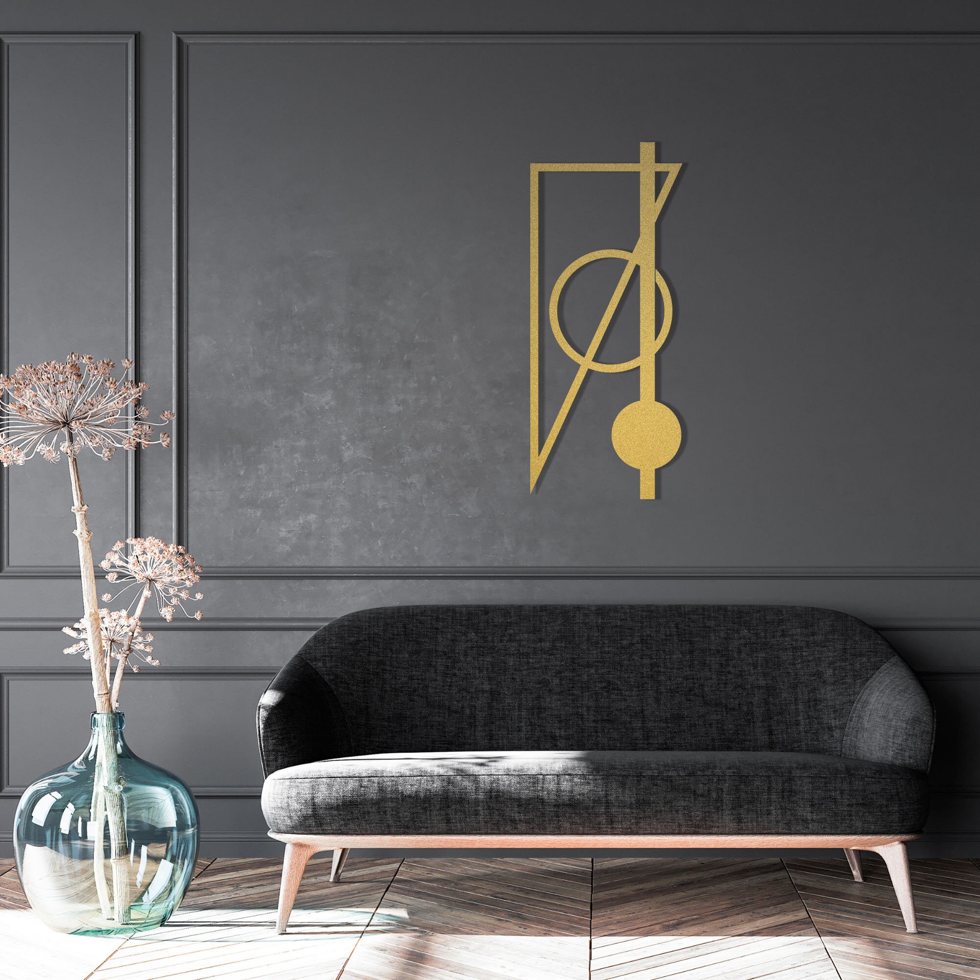 Geometric Shapes Metal Wall Art, Black Minimalist Wall Decor, Black ...