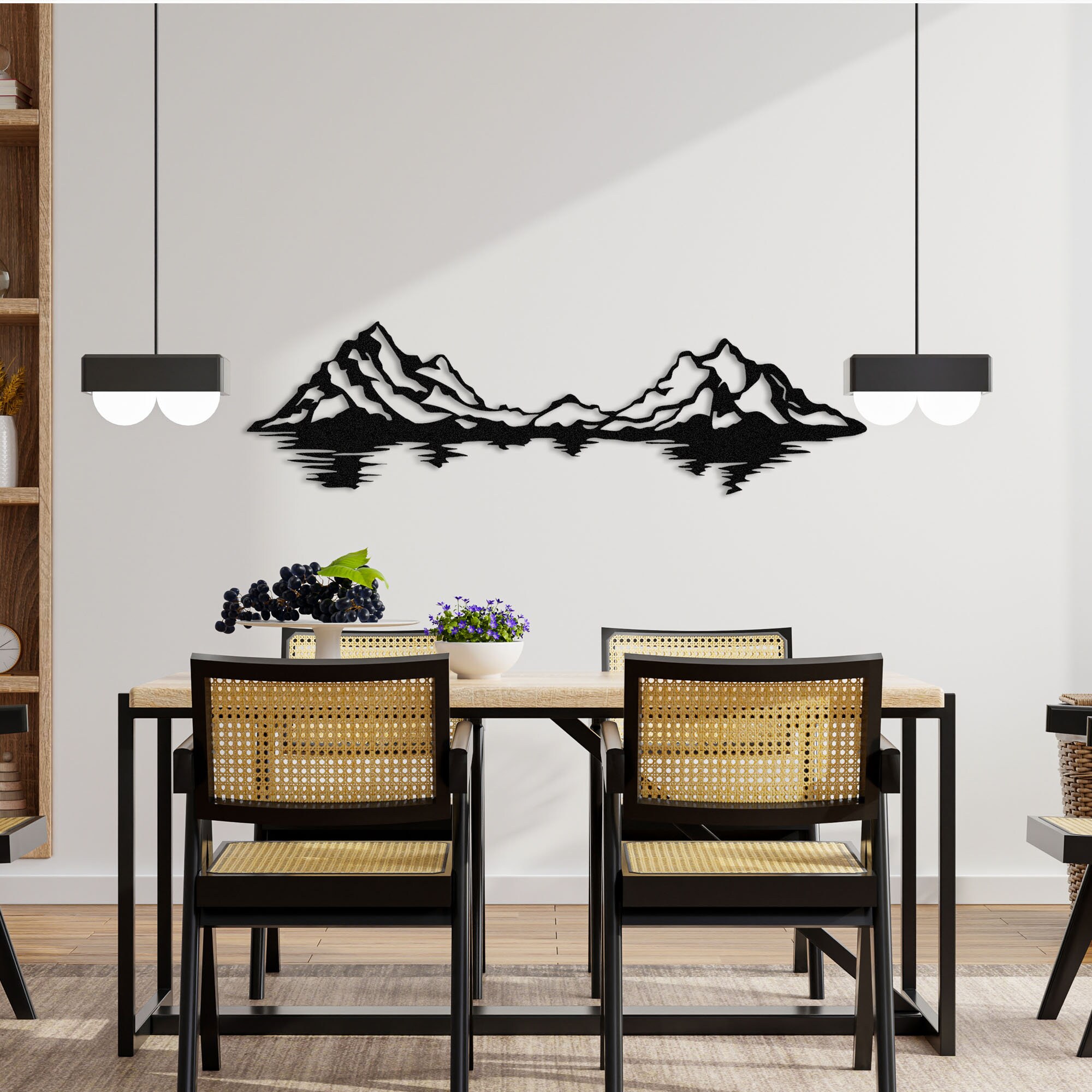 Mountain Shade Black Metal Wall Art, Shade of Mountain Metal Home ...