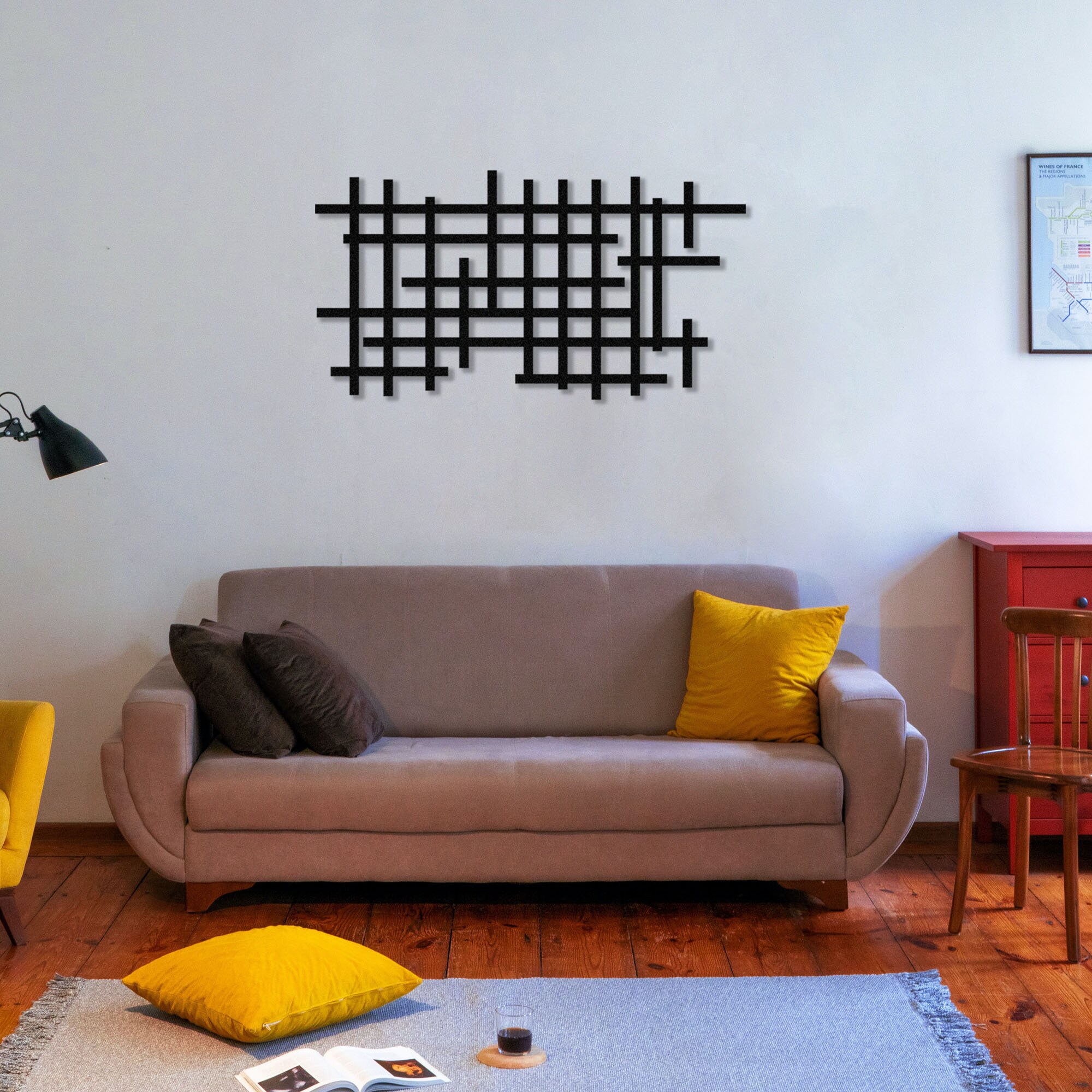 Modern Lines Metal Wall Decoration, Minimalist Metal Home Decoration ...