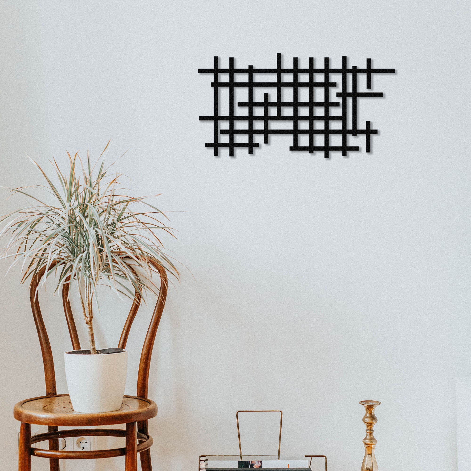 Modern Lines Metal Wall Decoration, Minimalist Metal Home Decoration ...