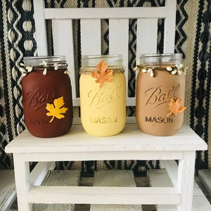 Fall Painted Mason Jars/ Mason Jar Decoration/ Centerpieces - Etsy