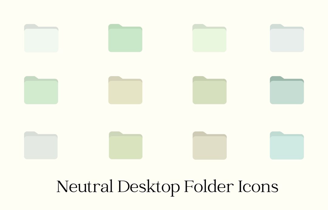 Green Neutral Desktop Folder Icons — Instant Digital Download — Mac and ...