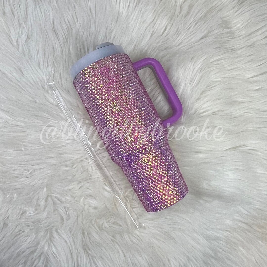 PREORDER -- 40oz Purple Opal Glass Rhinestone Tumbler | Rhinestone ...