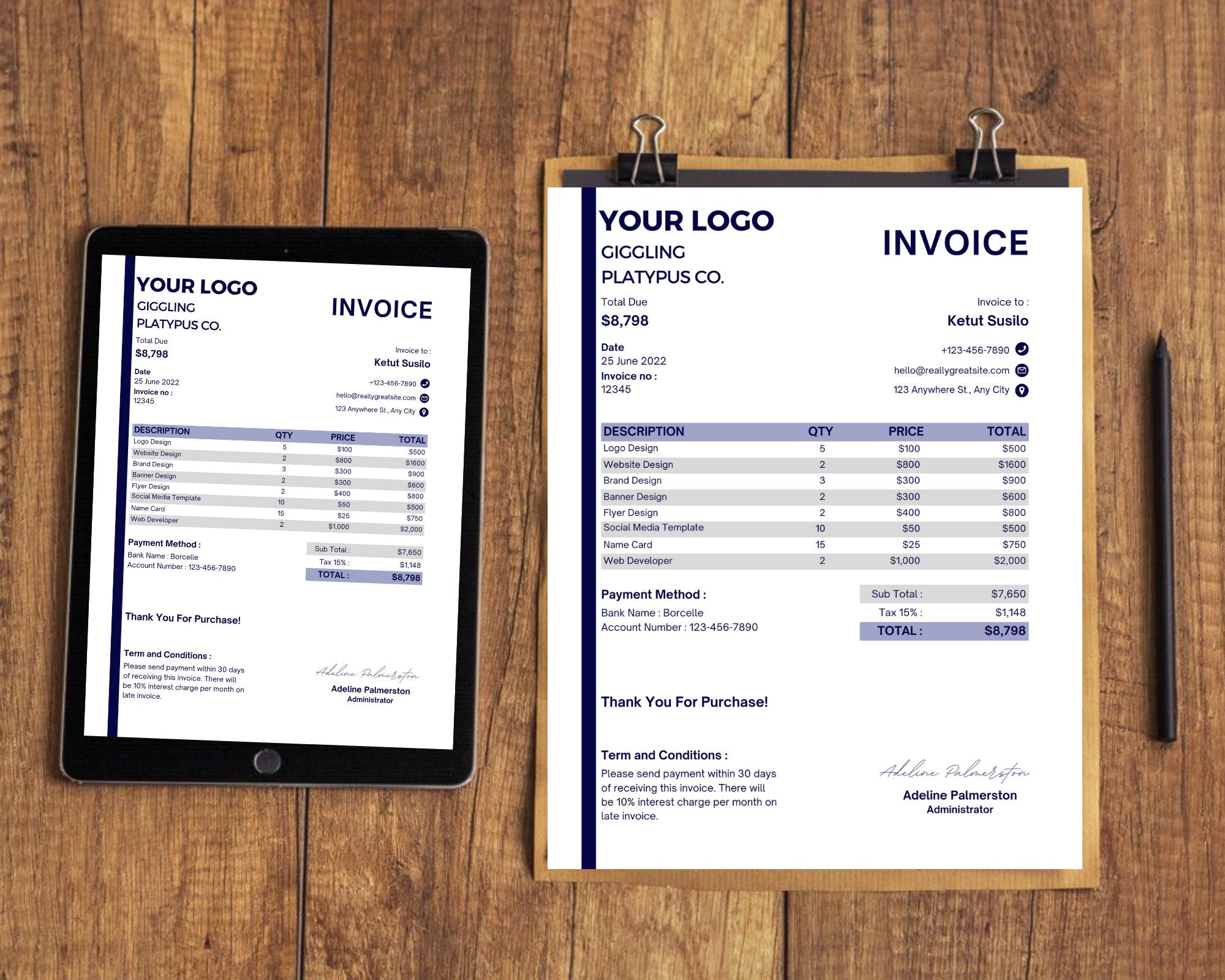 Invoice Template | Modern and Professional Invoice | Editable Invoice ...
