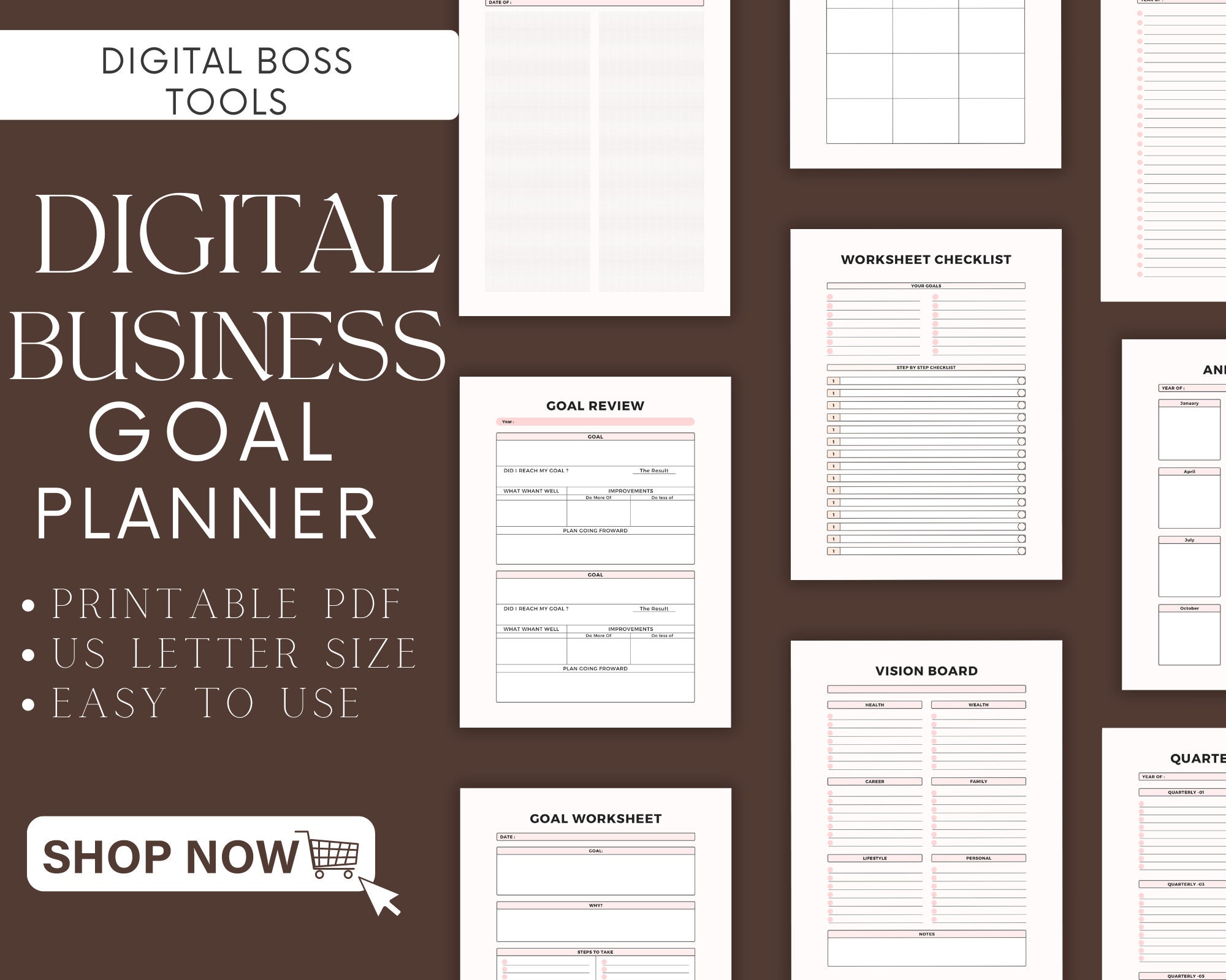 Business Goal Planner Digital | Goal Tracker | PDF Printable for Small ...
