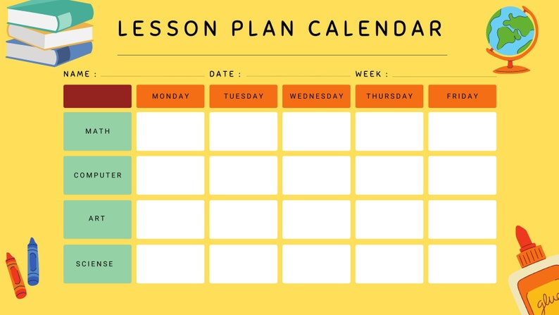 Lesson Plan Calendar - Etsy
