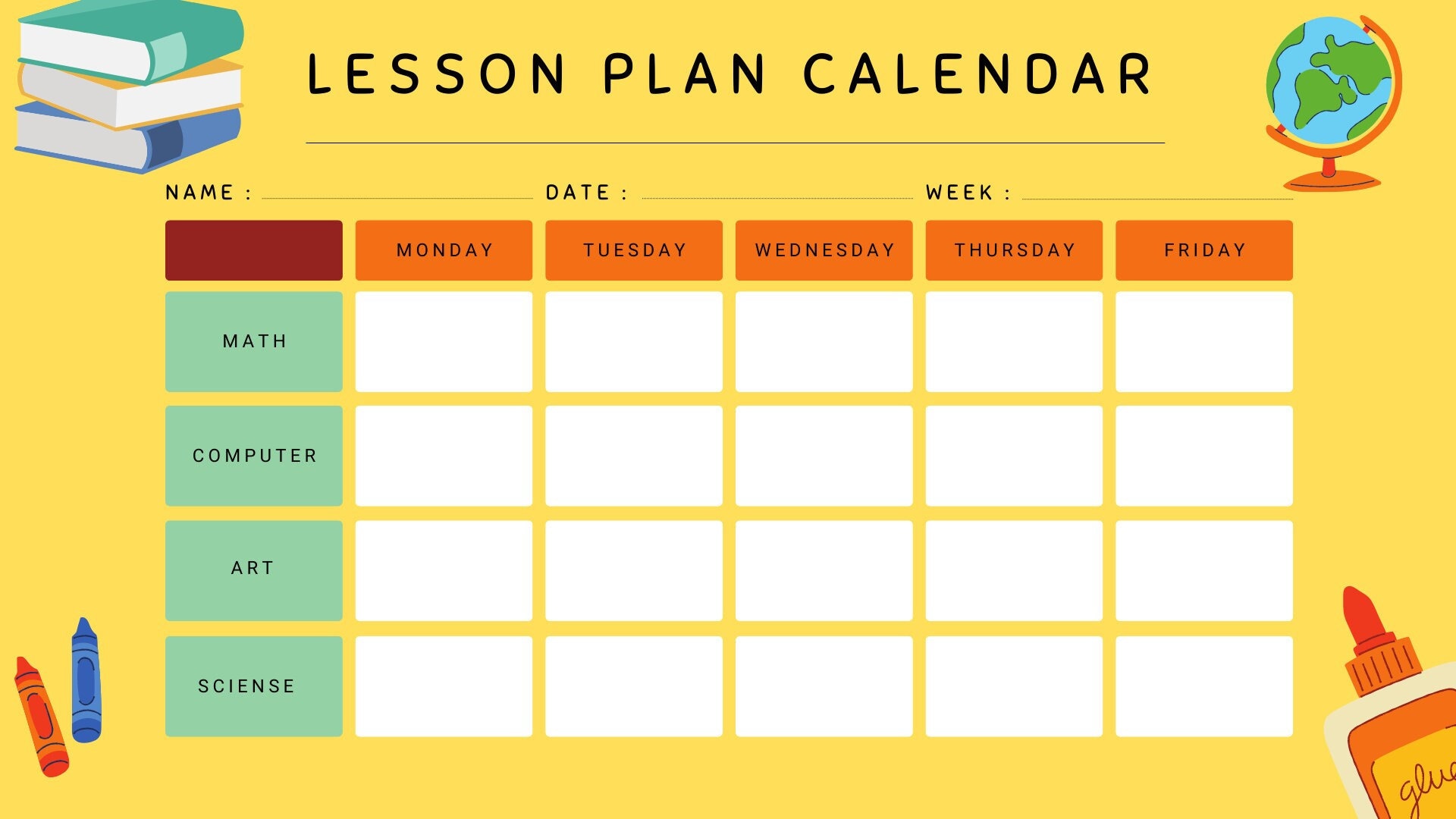 Lesson Plan Calendar - Etsy