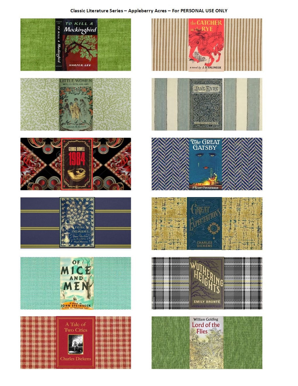 Classic Literature Book Cover Miniature Hershey Wrappers - Etsy