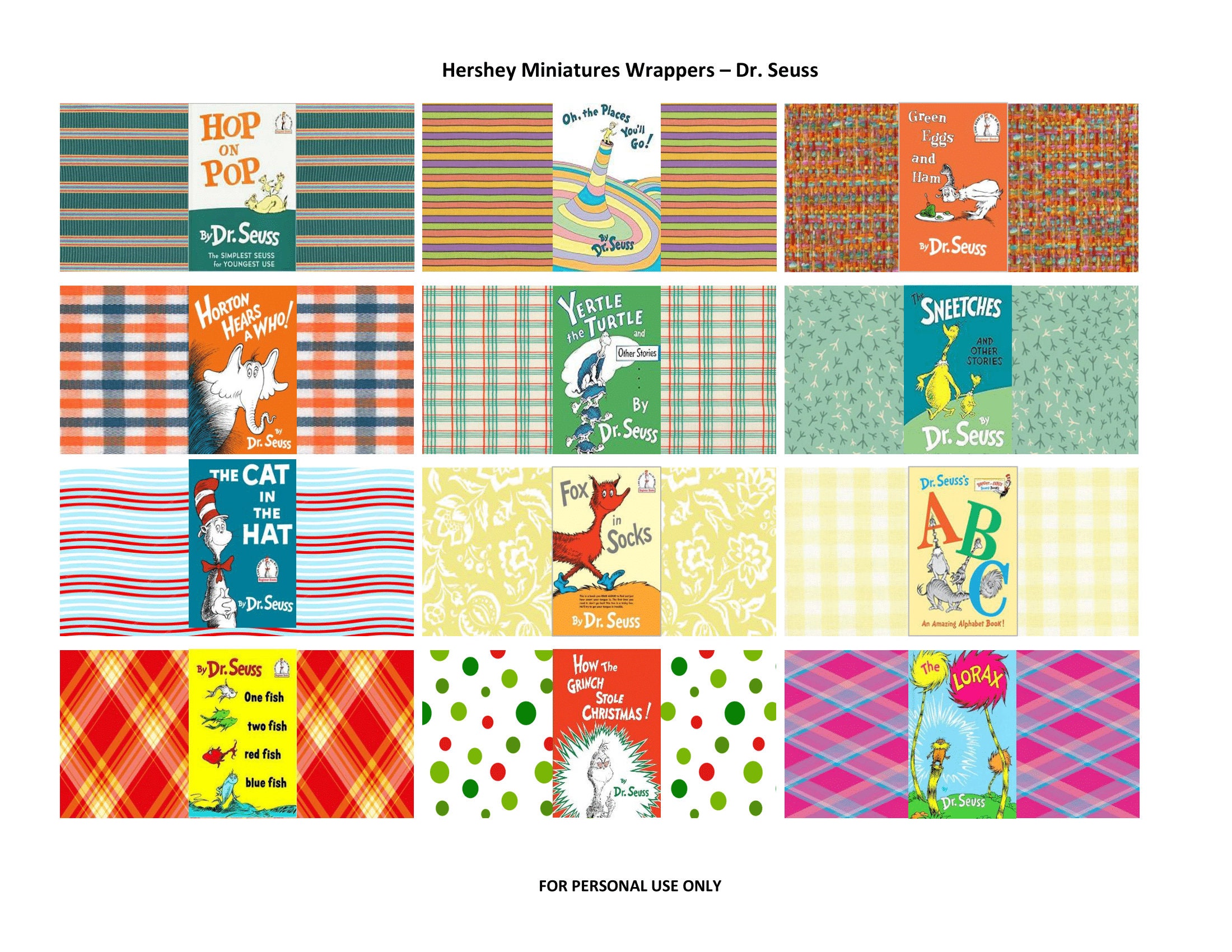 Dr. Seuss Miniature Hershey Bar Wrappers - Etsy