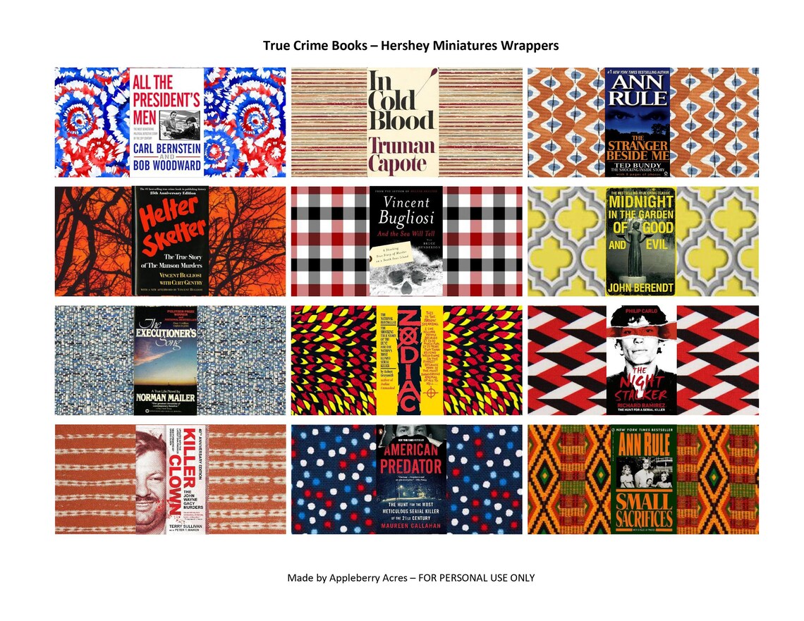 True Crime Books Hershey Miniatures Wrappers - Etsy