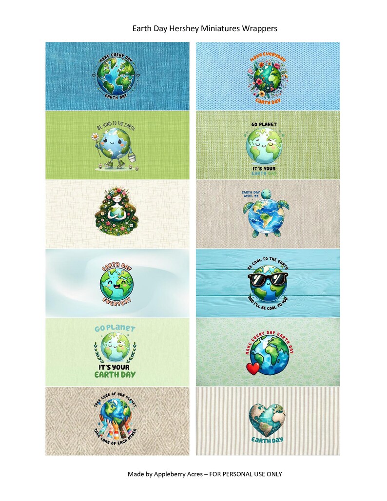 Earth Day Hershey Miniatures Wrappers - Etsy