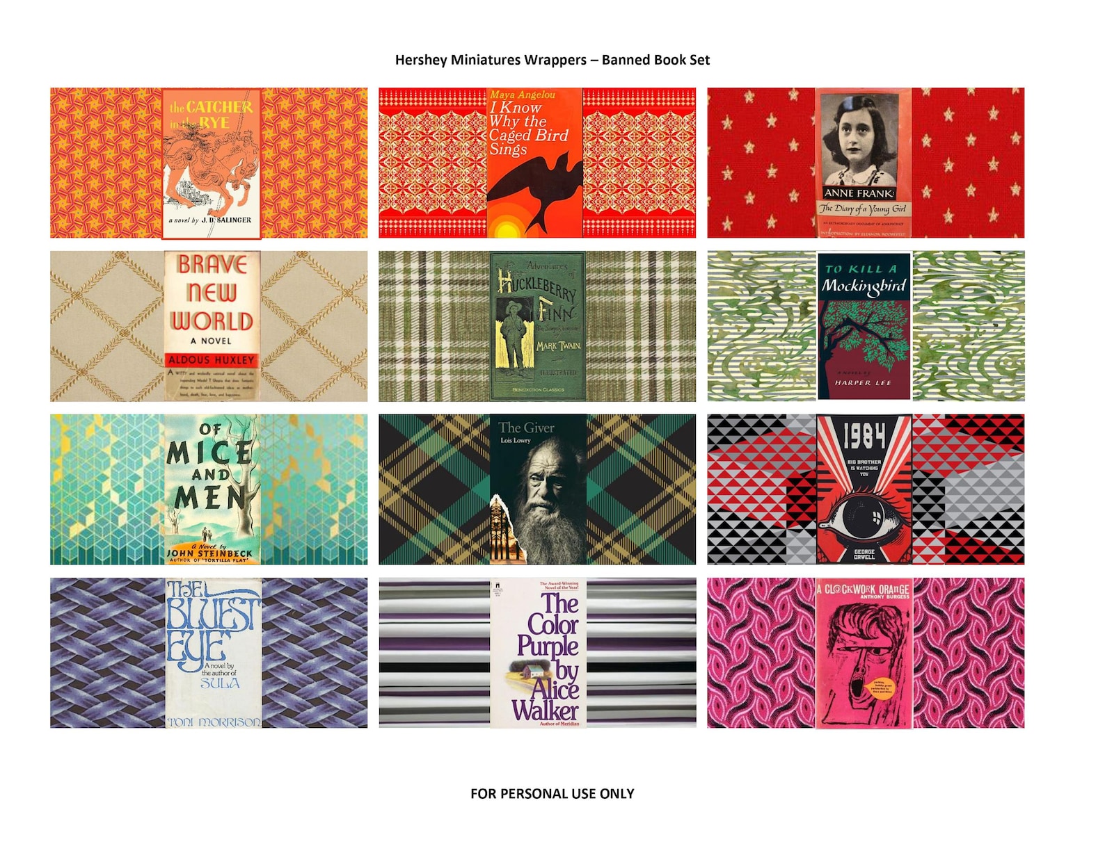 Banned Books Set Hershey Miniatures Wrappers - Etsy