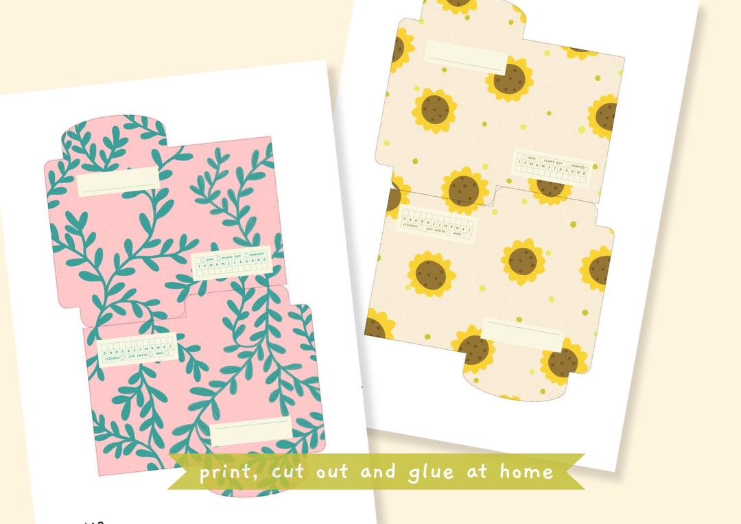 Printable SEED ENVELOPES, Handmade Cute Floral Stationary for Flower ...