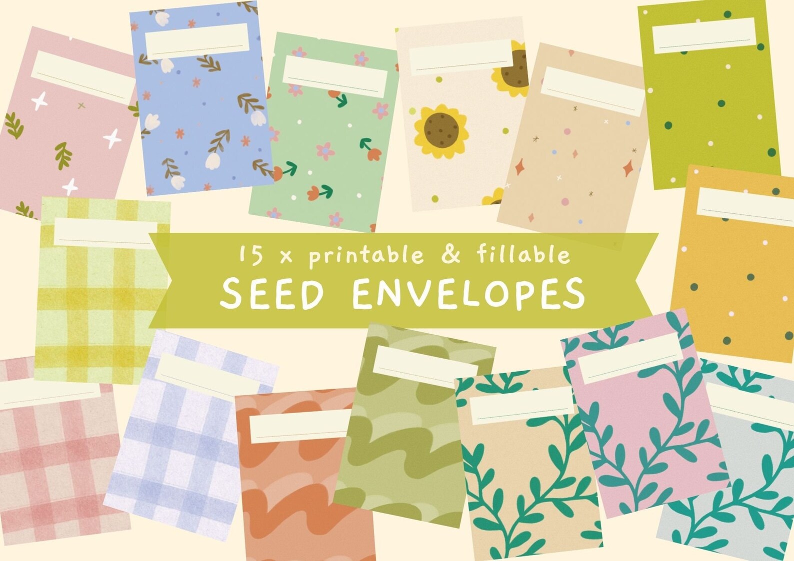 Printable SEED ENVELOPES, Handmade Cute Floral Stationary for Flower ...