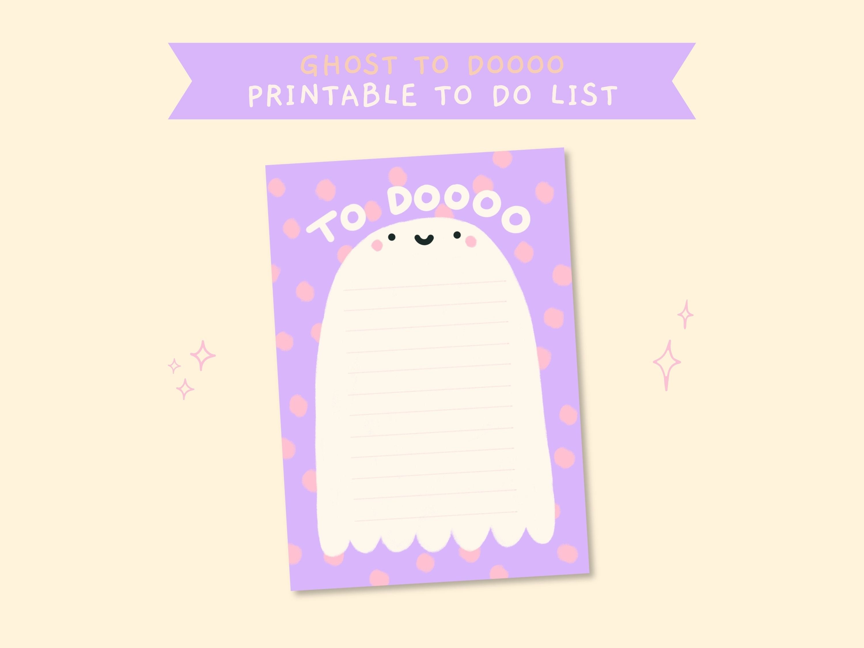 GHOST TO DOOO List, Printable Cute to Do Notepad, Digital Memo Sheet ...