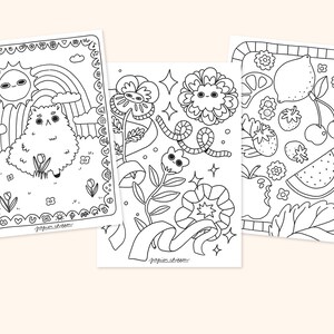 8x COLORING BOOK SHEETS, Printable Hand Drawn Illustrations, for Adults ...