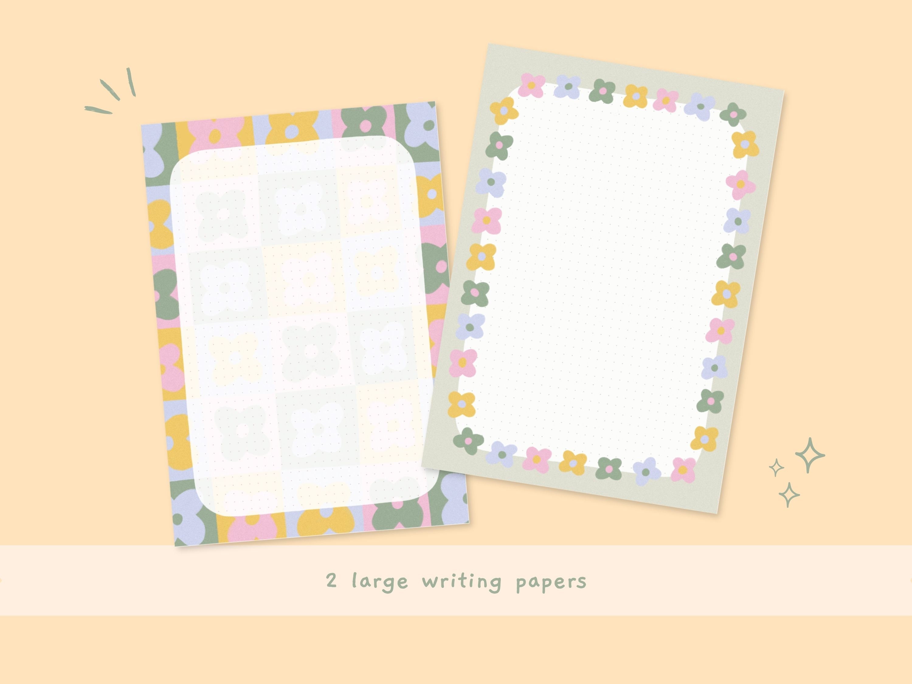 FLOWER POWER BUNDLE, Printable Stationery : Letter and Note Papers, Diy ...