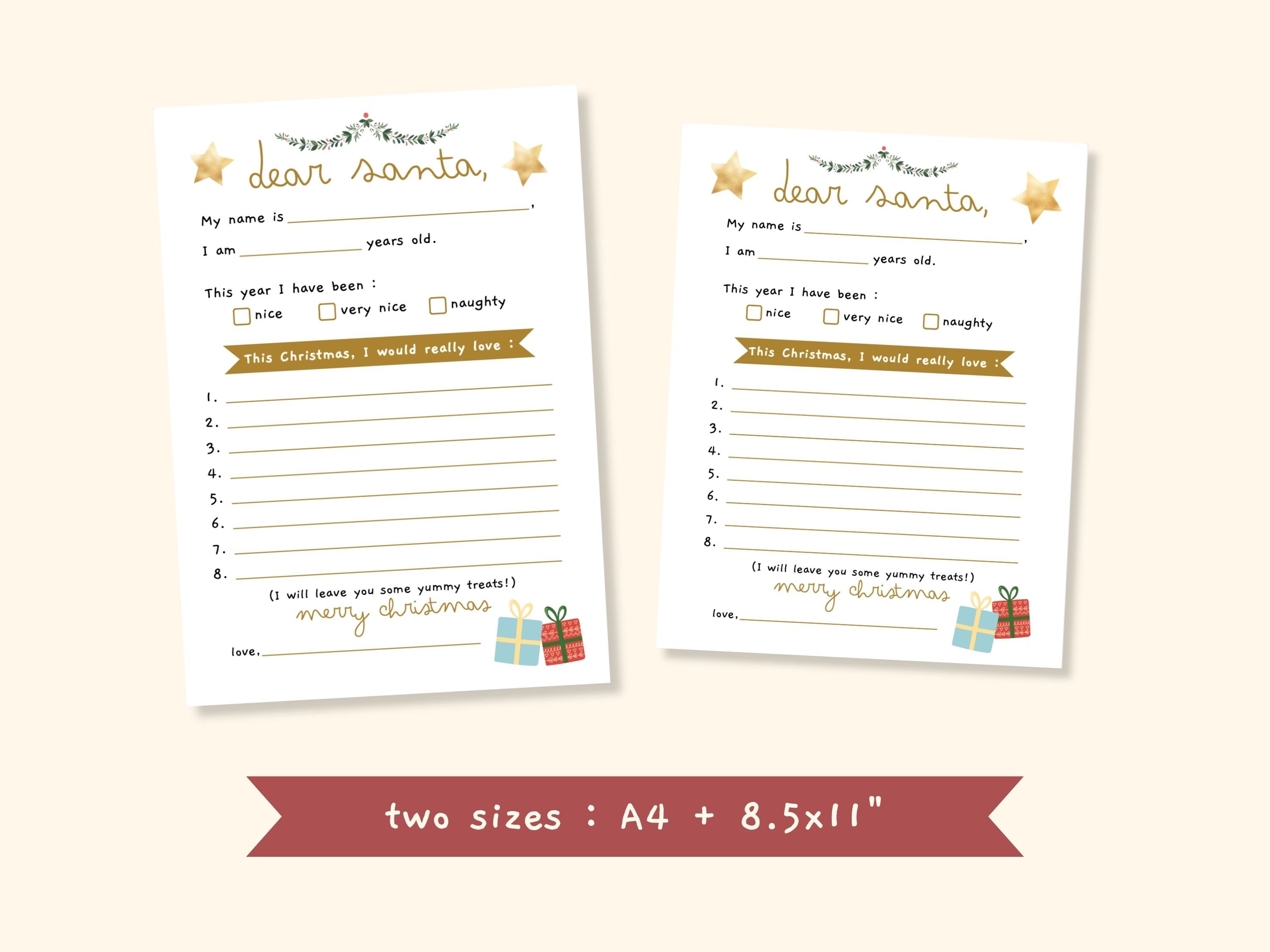 Letter to Santa, Easy to Print Christmas Wishlist Pdf Template for ...