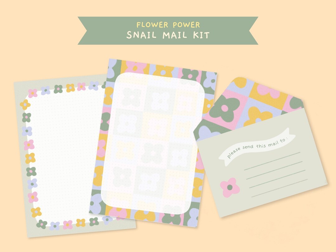 FLOWER POWER Printable Writing Set, Letter Paper and Diy Envelope for ...