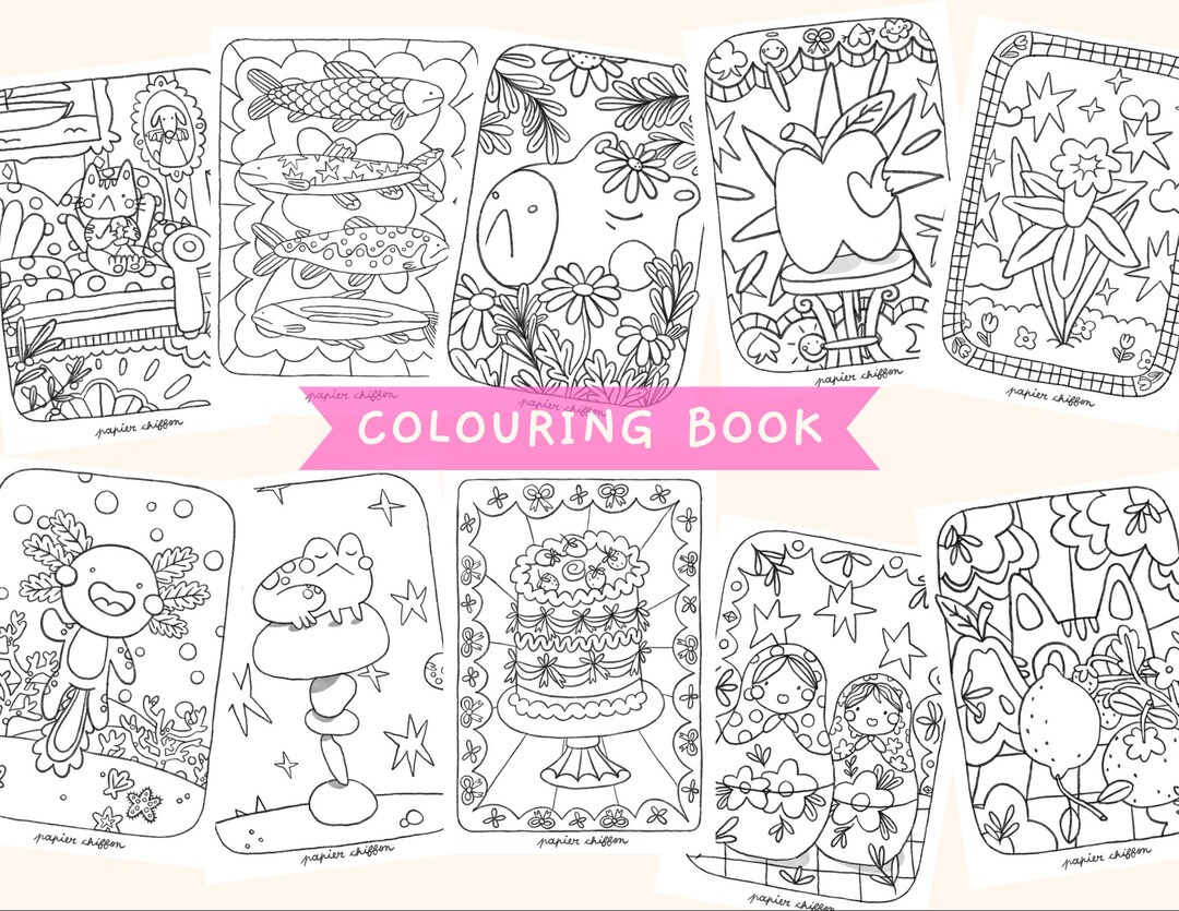 10x COLOURING PAGES, Handmade Coloring Book for Adults and Big Children ...
