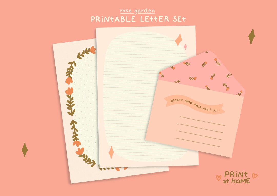 Valentine's Day WRITING SET, Printable Diy Envelope, Snail Mail Penpal ...