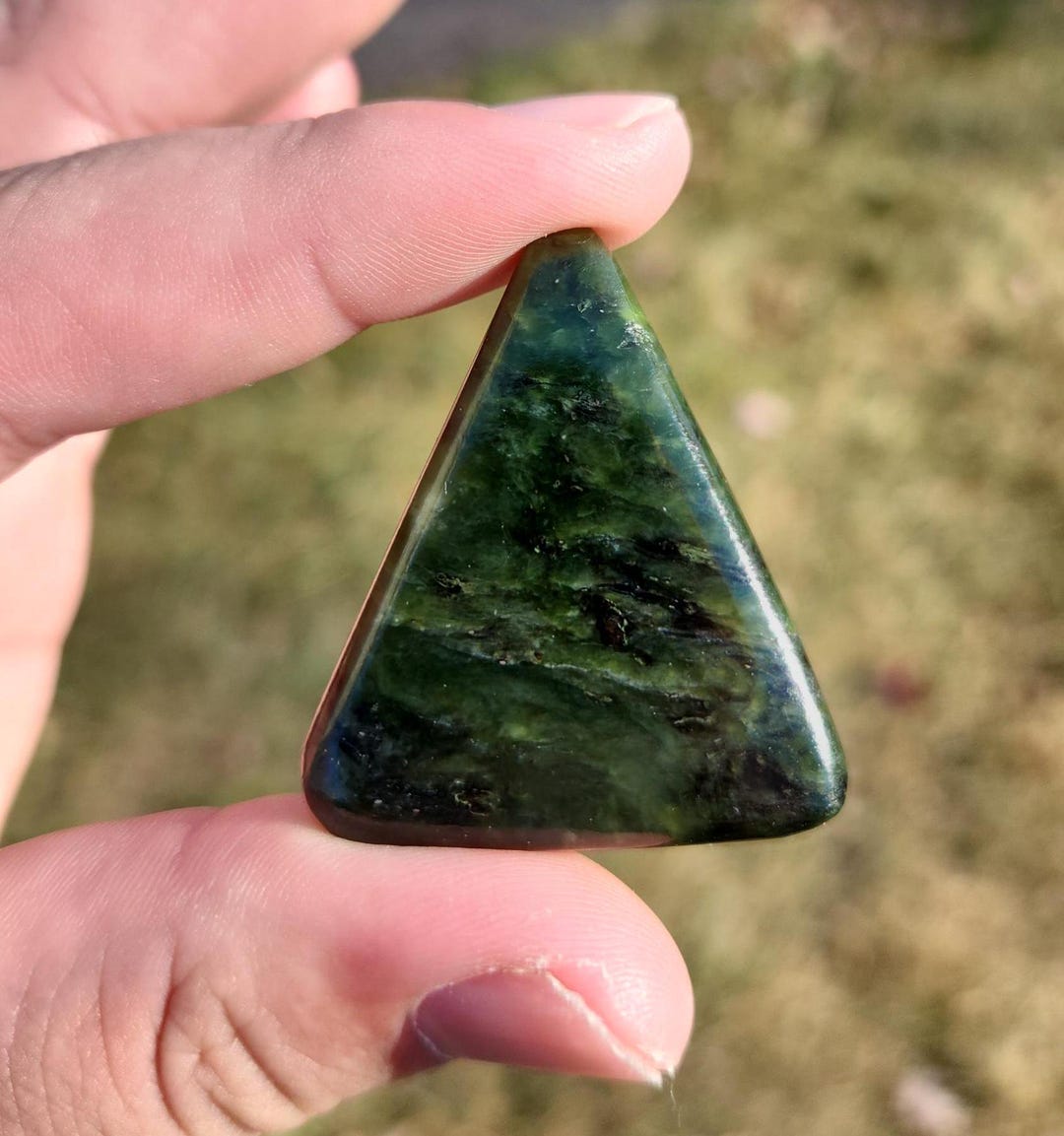 Nephrite Jade Triangular Palm Stone - Etsy