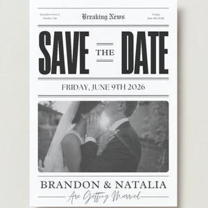 Newspaper Wedding Invitation Template: DIY Printable Canva Design (5x7 ...